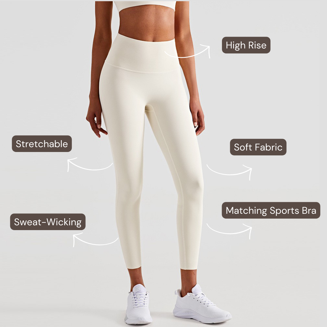 High-Rise Comfort Leggings - Ivory White – BubbleFig